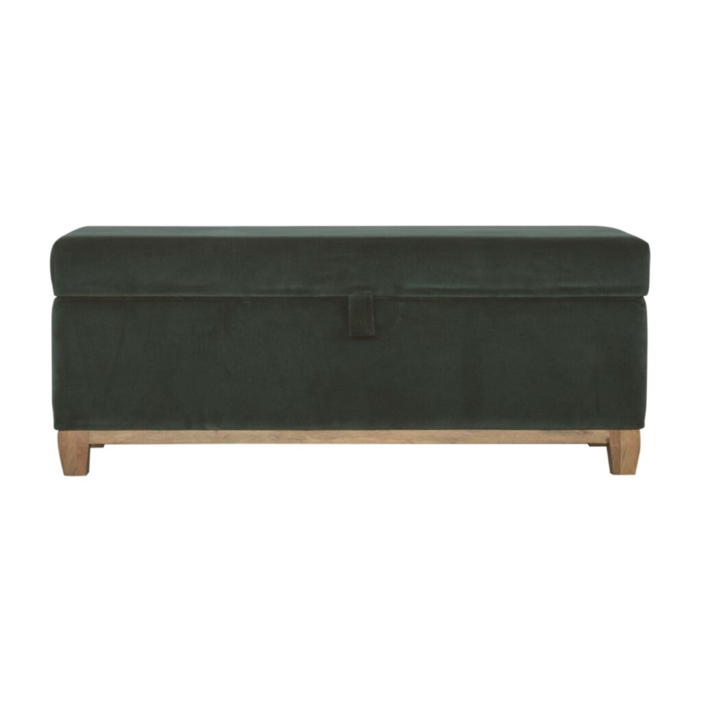 Emerald Cotton Velvet Storage Box - ArtisanFurniture.in